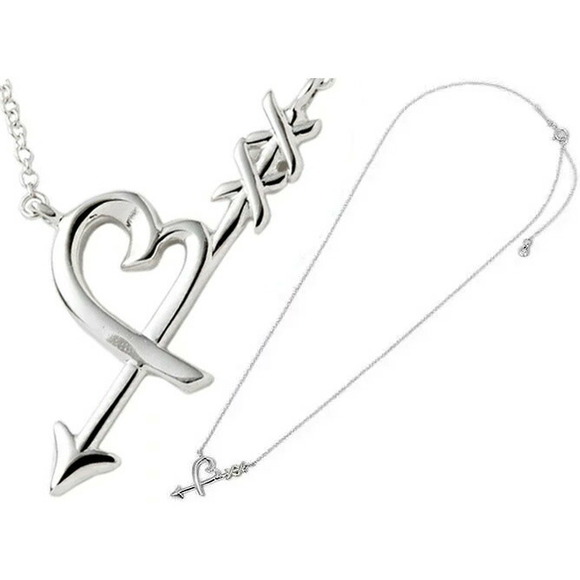 Tiffany & Co. | Jewelry | Tiffany Open Heart Arrow Pendant Necklace ...